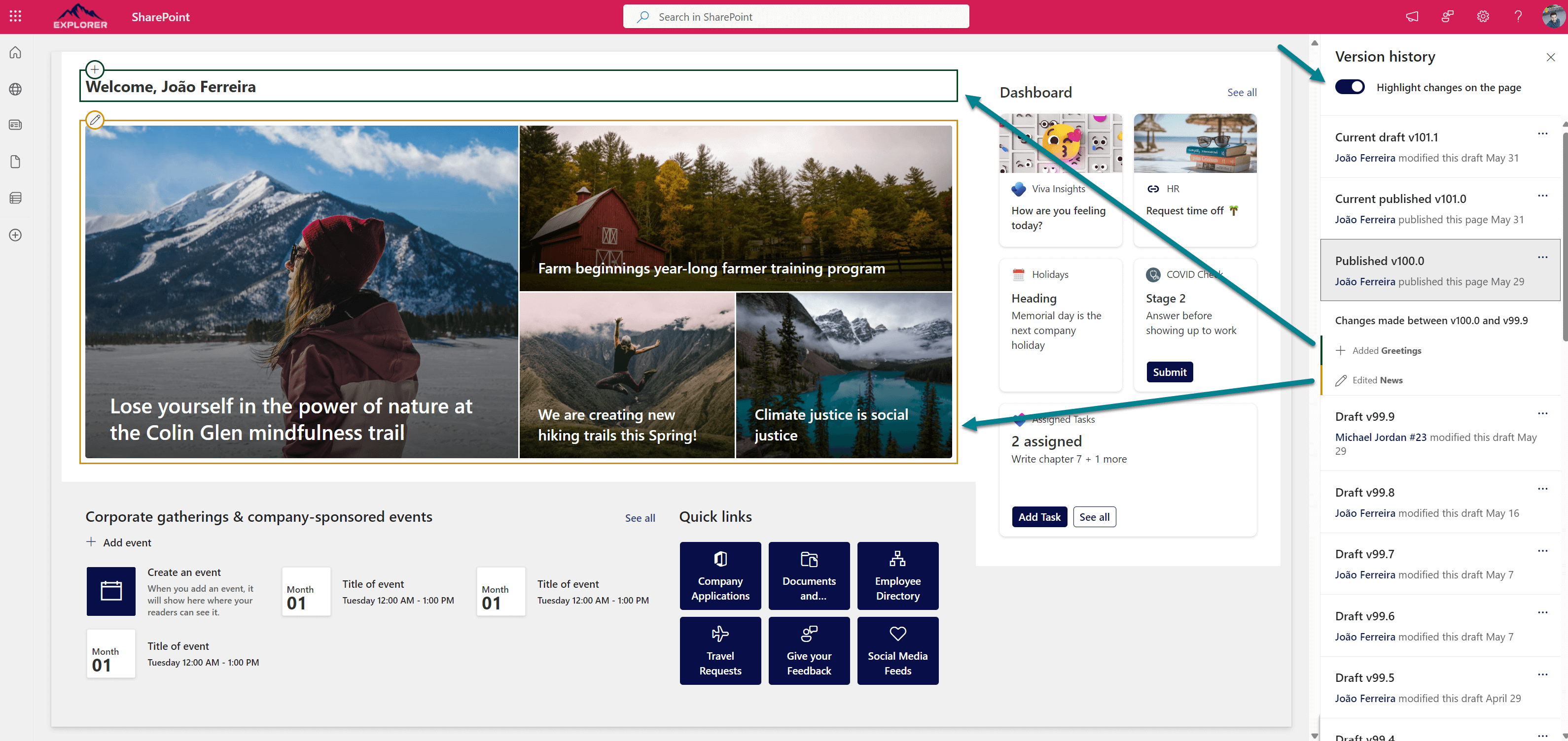 Seeing Track Changes in a SharePoint Page - HANDS ON SharePoint